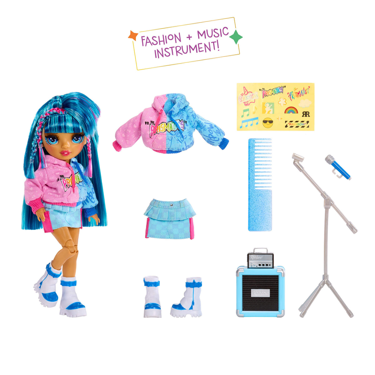 Rainbow High Jr High Rock Band Skyler - Blue 9" Fashion Doll with ...