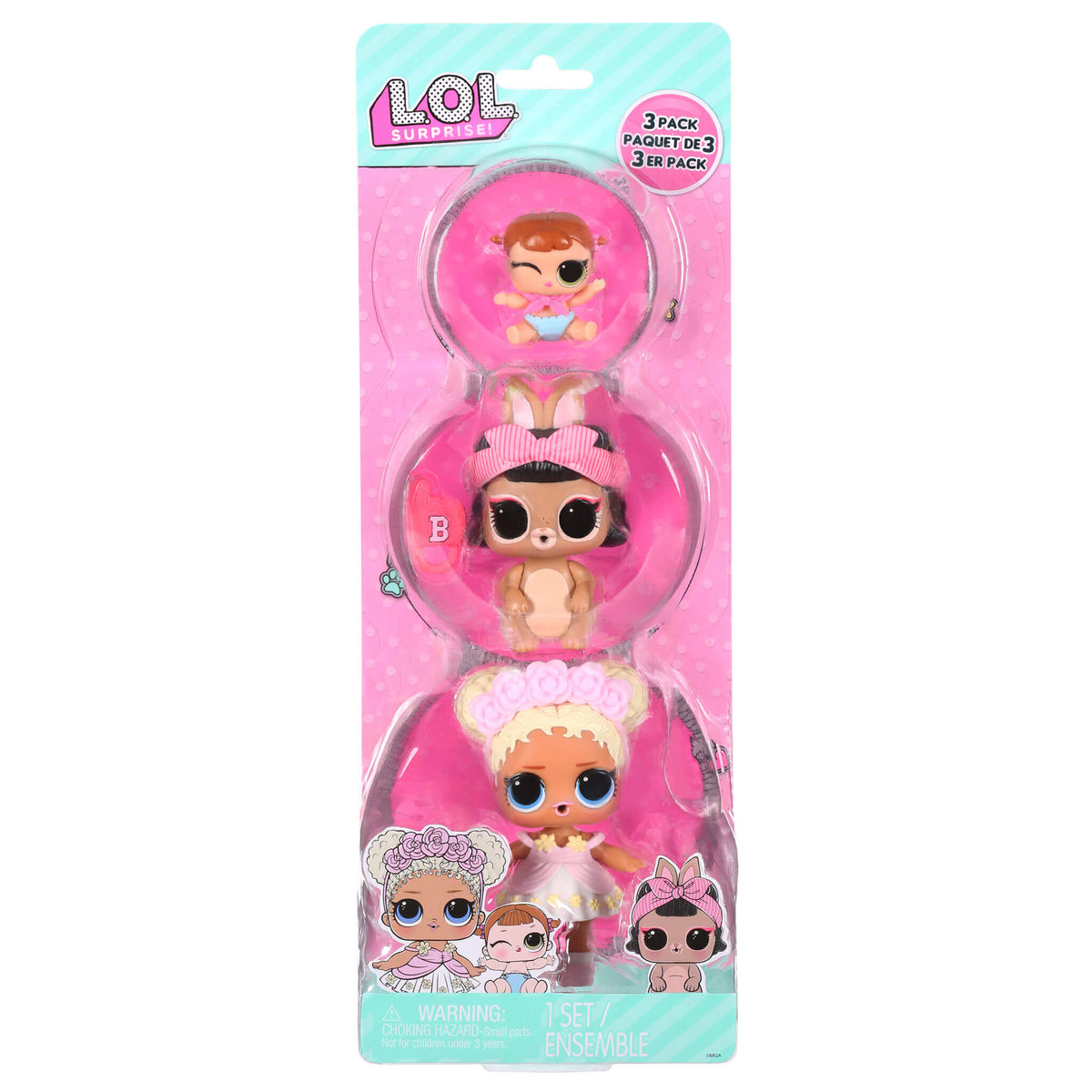 LOL Surprise Tot 3-Pack: Flower Child, Short Stop Hop & Lil Majorette ...